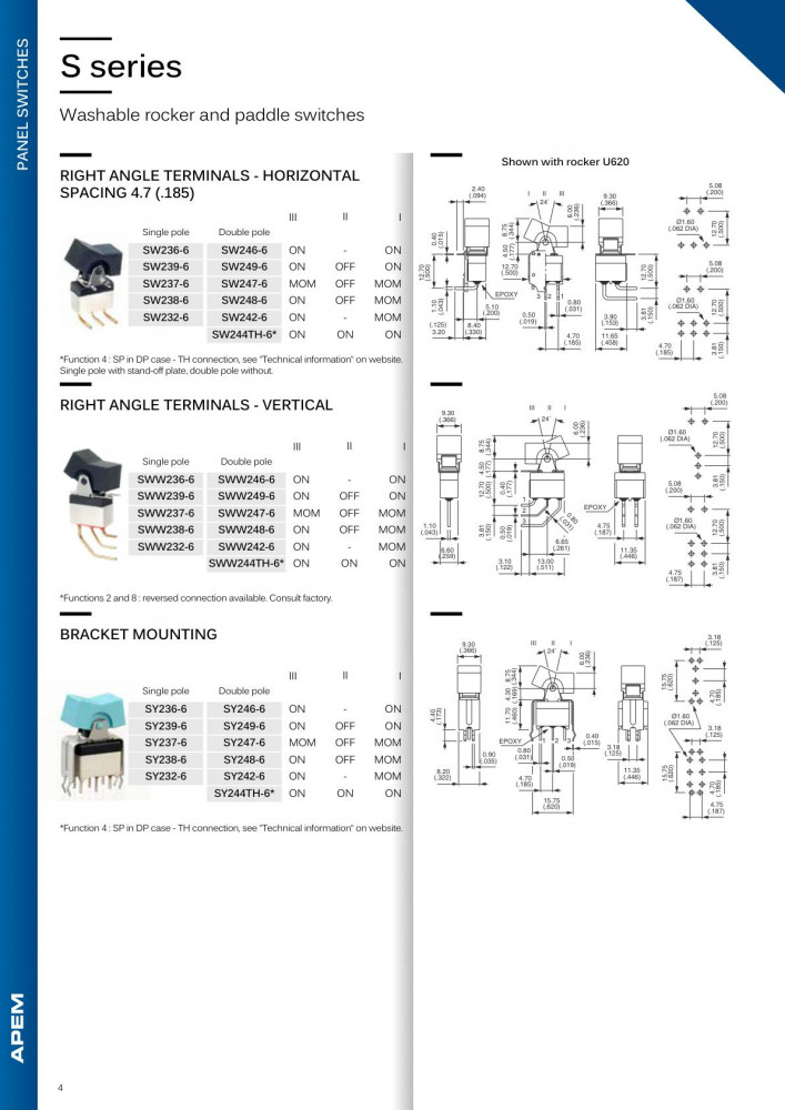 APEM S series datasheet page 4