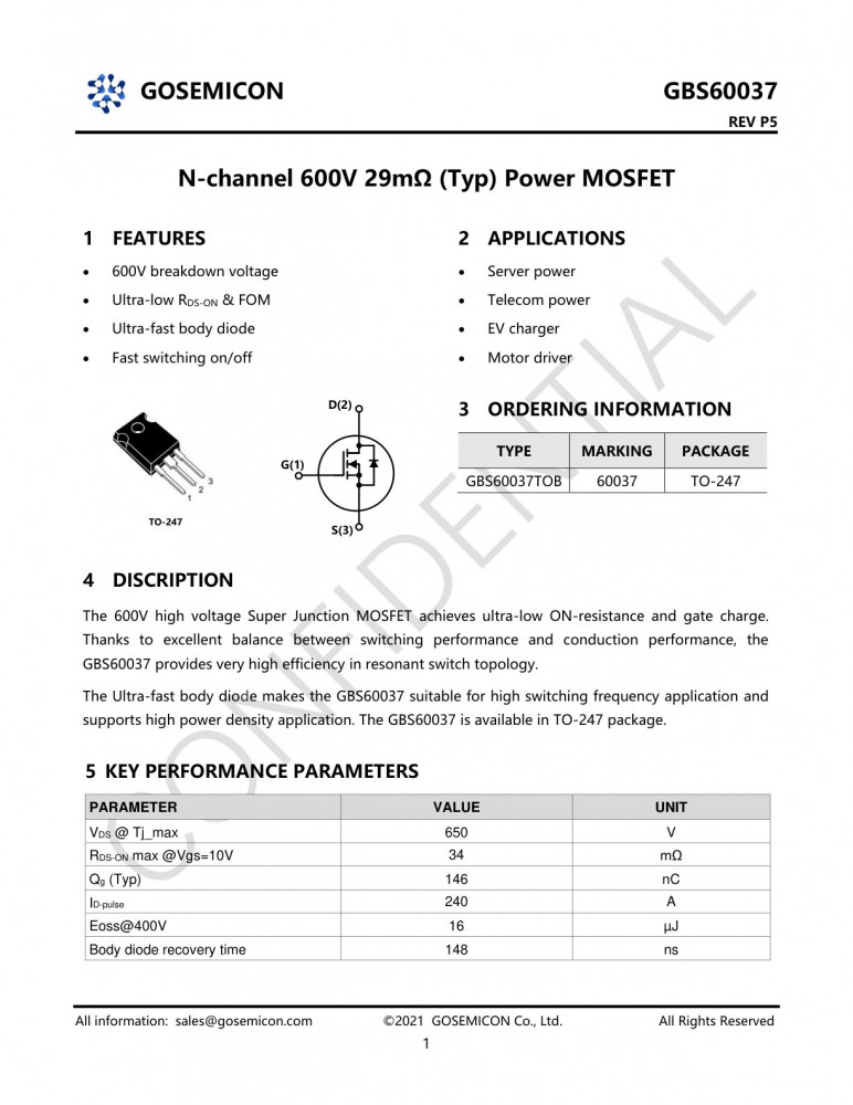 GBS60037TOB datasheet page 1