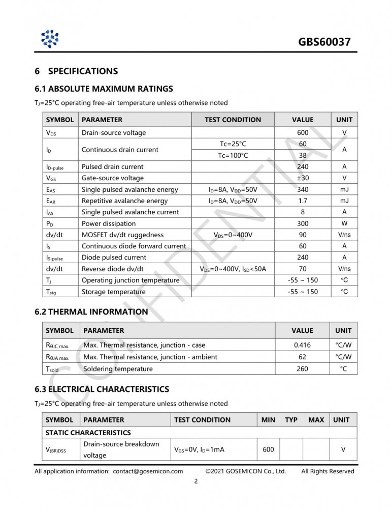GBS60037TOB datasheet page 2