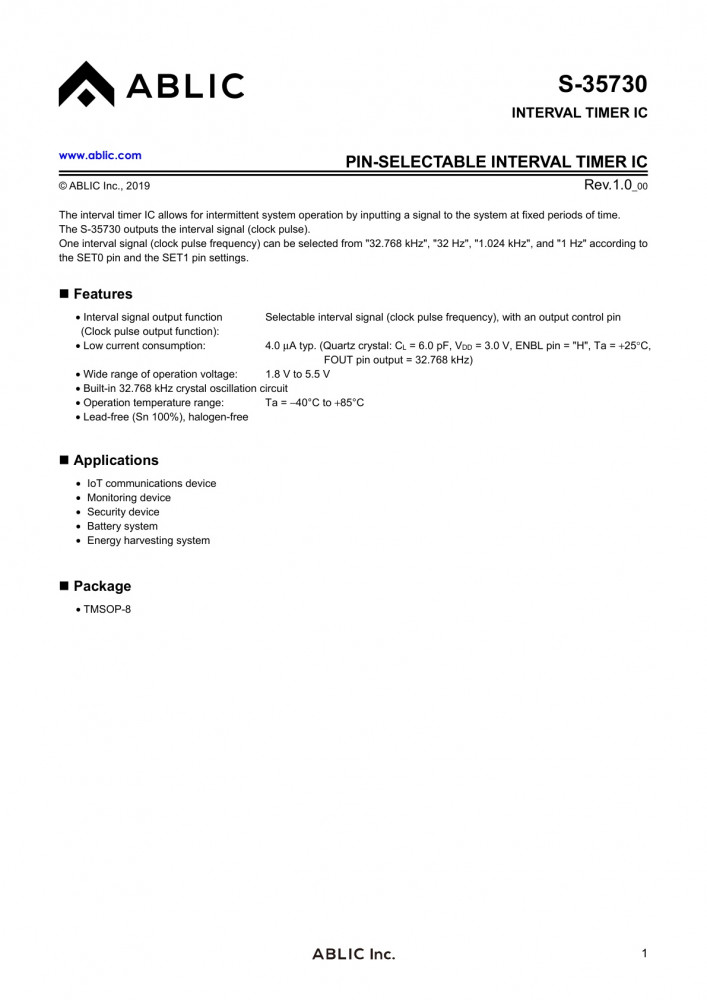S-35730C01I-K8T2U datasheet page 1