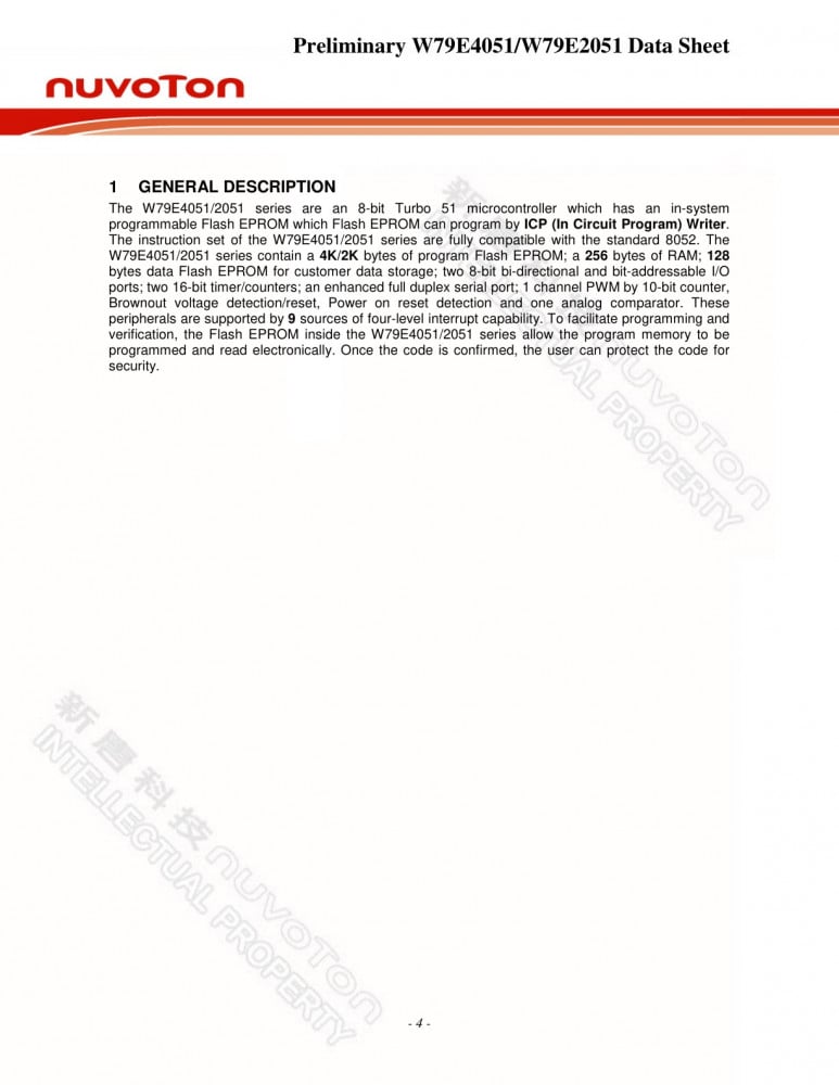W79E2051AKG datasheet page 4