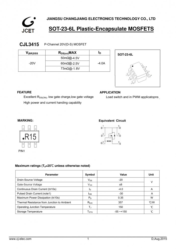 CJL3415 datasheet page 1