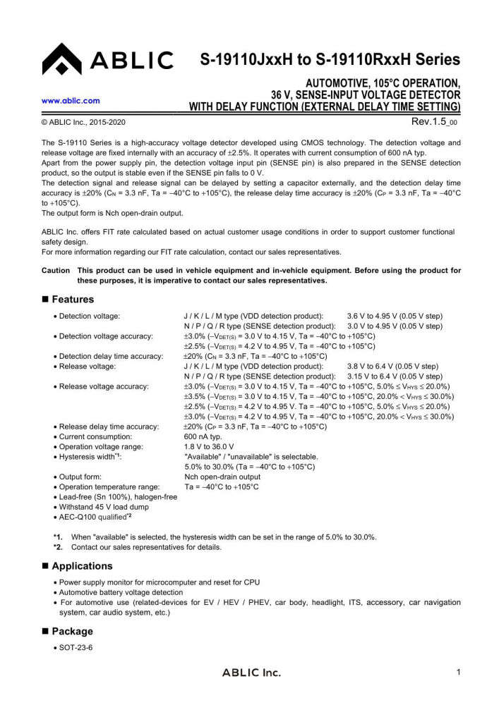 S-19110 datasheet page 1
