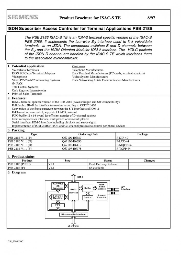 PSB 2186 ISAC-S TE product brochure page 1