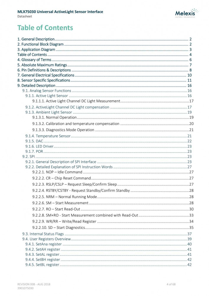 MLX75030 technical document page 4