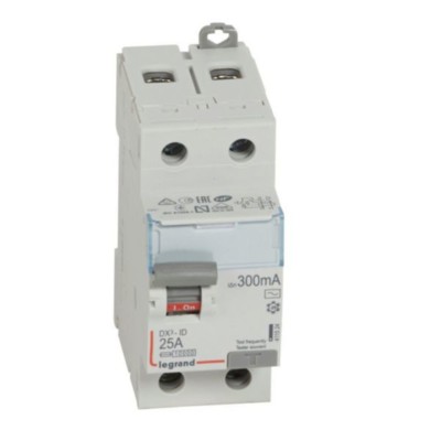 RCD DX³-ID - 4P 400V~ neutral right-hand side - 63A RCCB - 30mA sensitivity AC type - 4-module DIN rail IP20