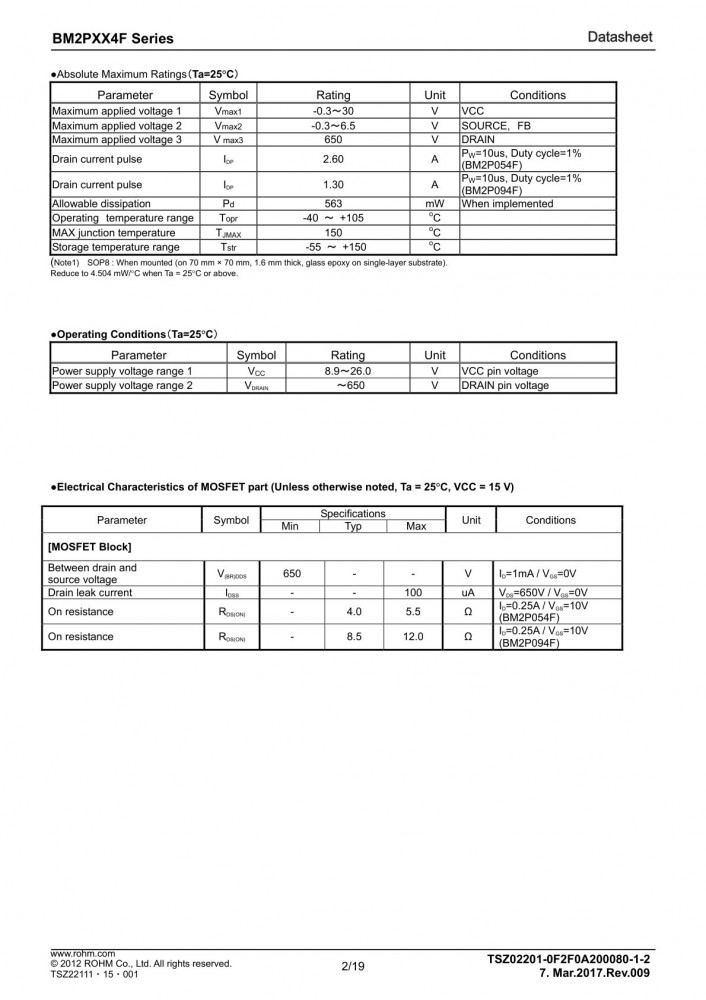 BM2P094F datasheet page 2