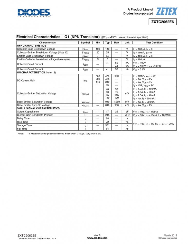 ZXTC2062E6TA datasheet page 4