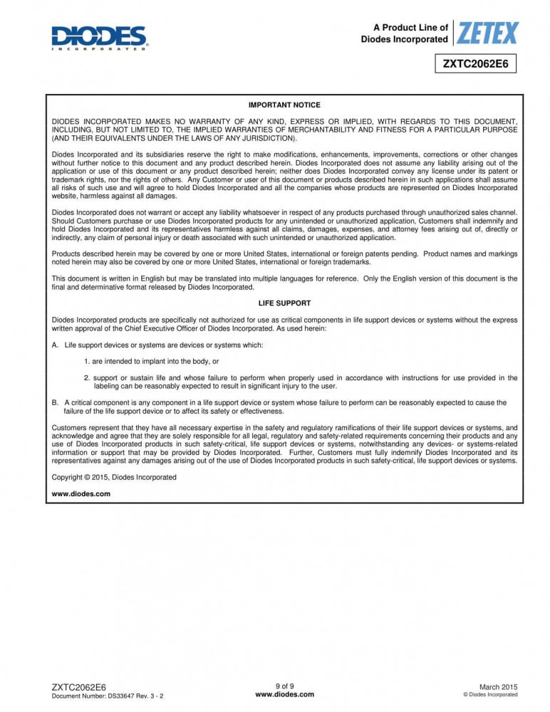 ZXTC2062E6TA datasheet page 9