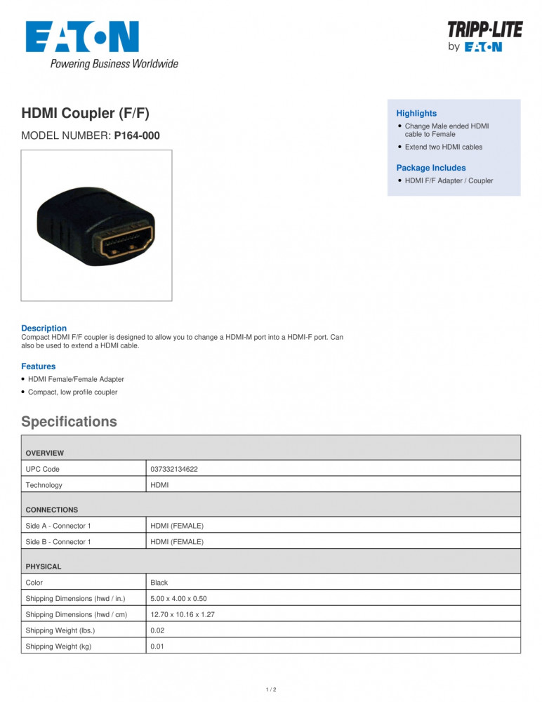 P164-000 technical document page 1