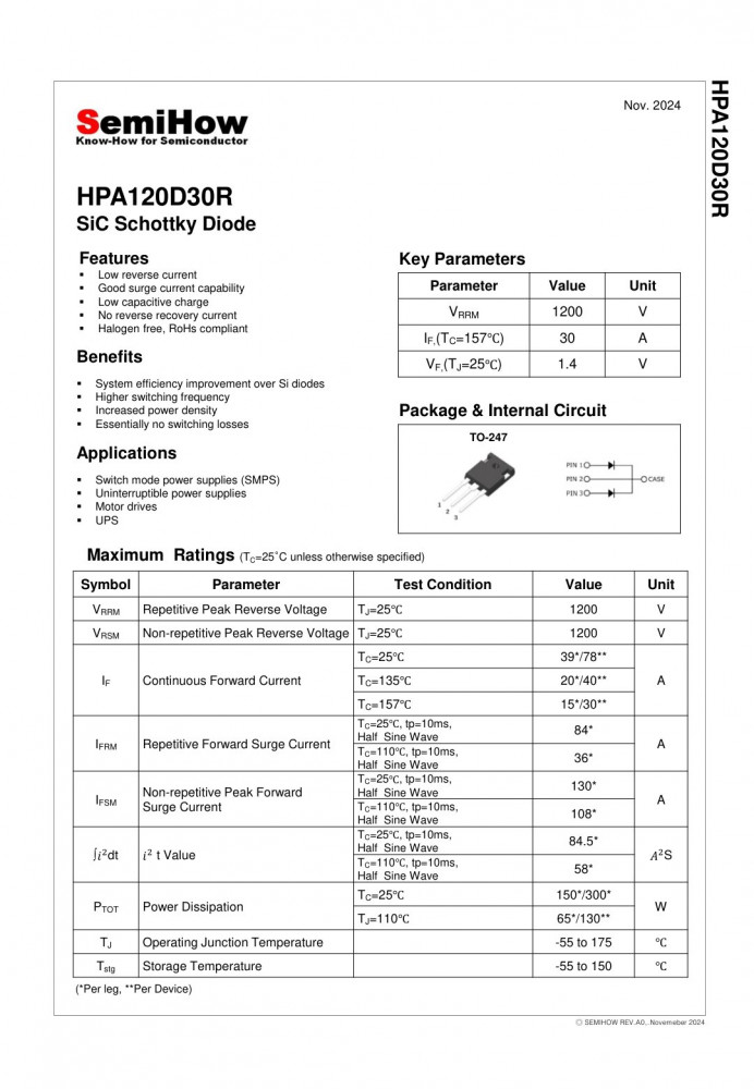 HPA120D30R datasheet page 1