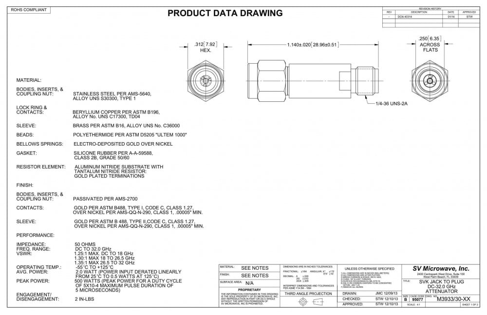 M3933/30-22N product data drawing page 1