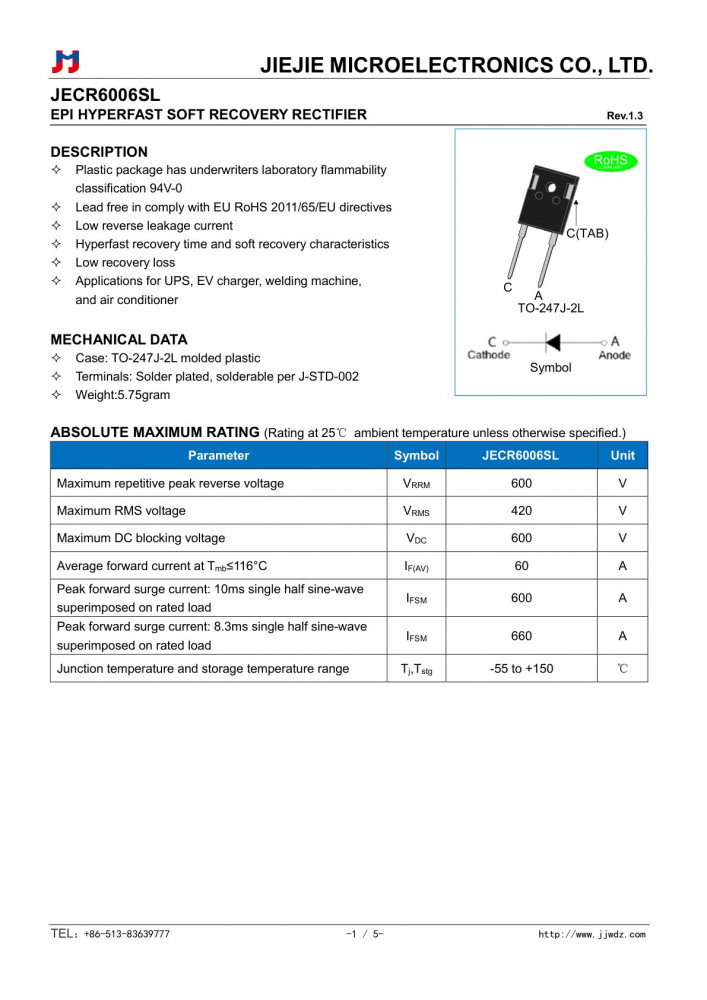 JECR6006SL datasheet page 1
