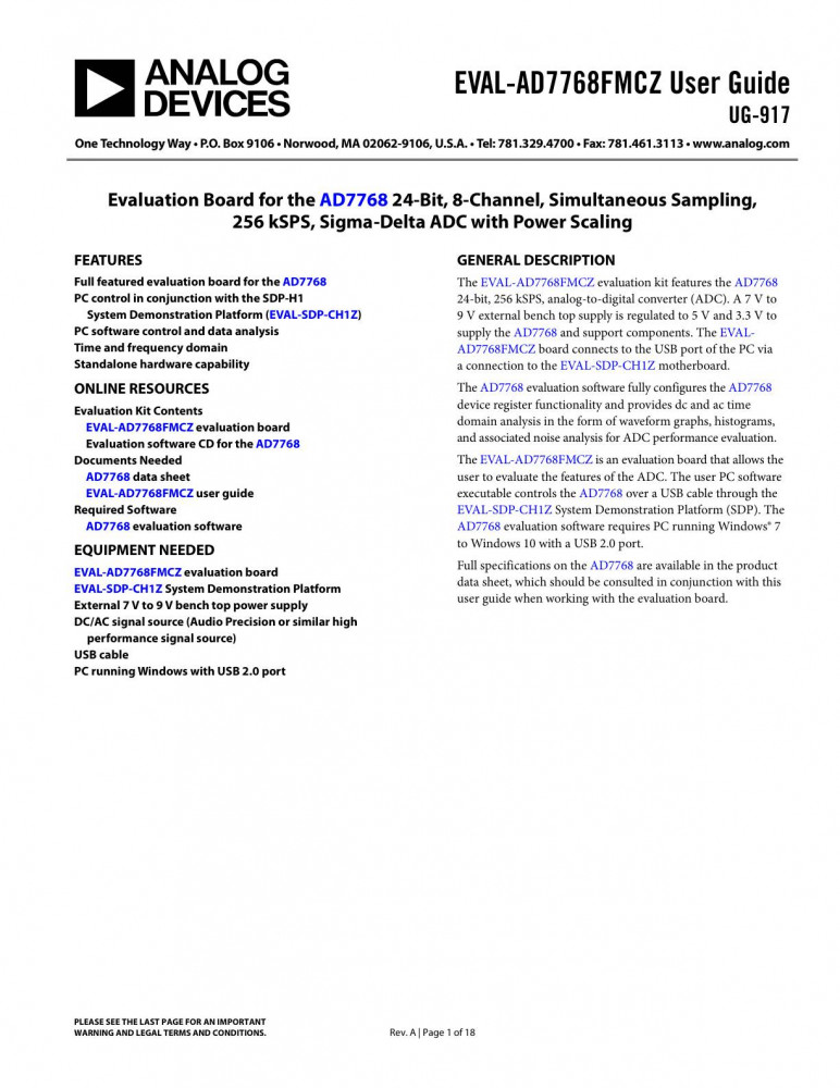 EVAL-AD7768FMCZ document page 1