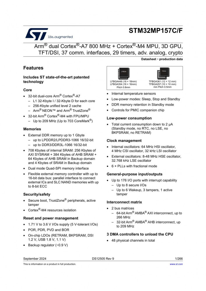 STM32MP157C datasheet preview 1