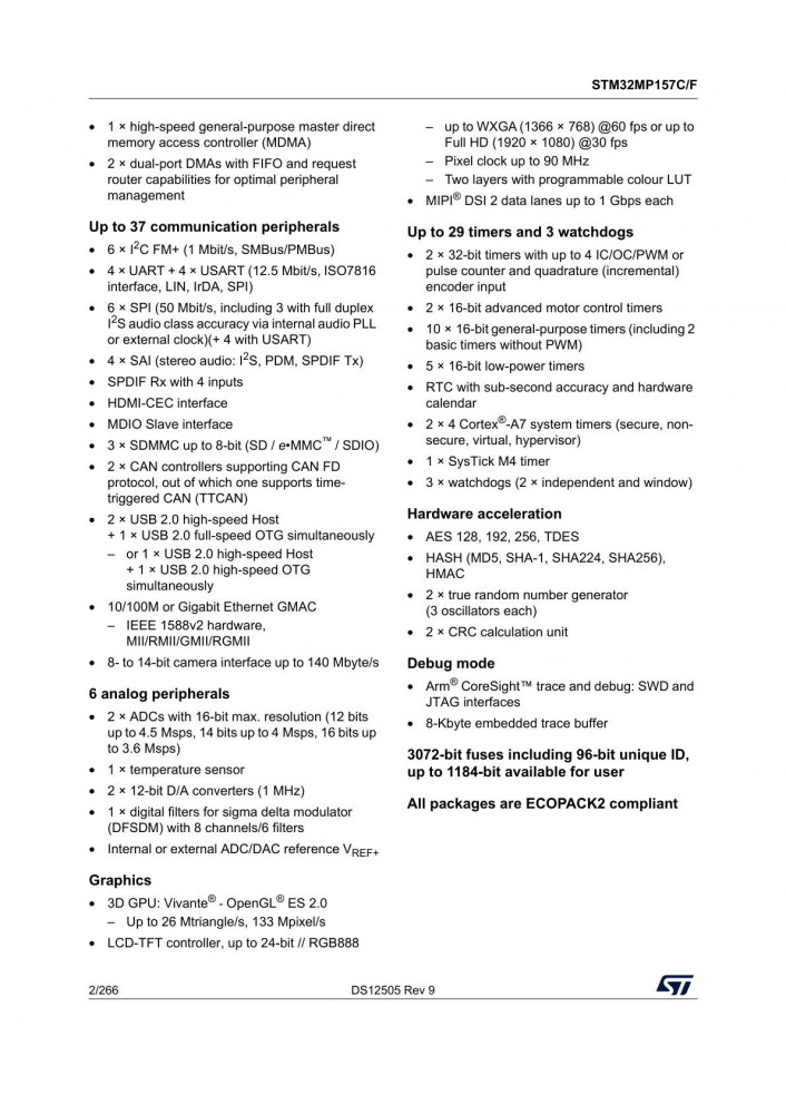 STM32MP157C datasheet preview 2