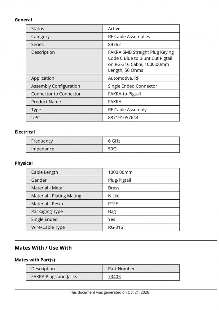 Molex 897623650 product drawing, page 2