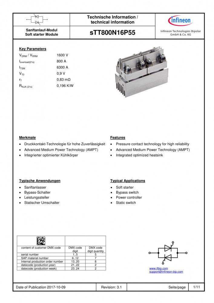 STT800N16P55 datasheet page 1
