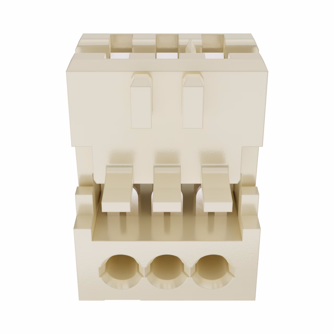 Appli-Mate RAST 2.5 Connector, 2.50mm Pitch, Female, 3 Circuits, Positions A and D Removed, Polarizing Rib Between 2/3, Locking Pips, Open Endwalls, Tin Plating for sale