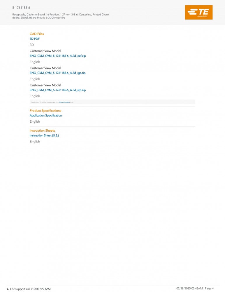 TE Connectivity 5-1761185-6 document page 4