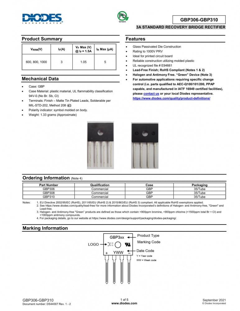 GBP306 datasheet page 1