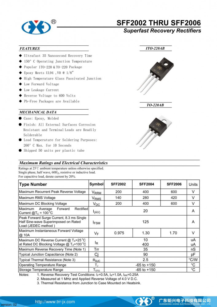 SFF2002 datasheet page 1