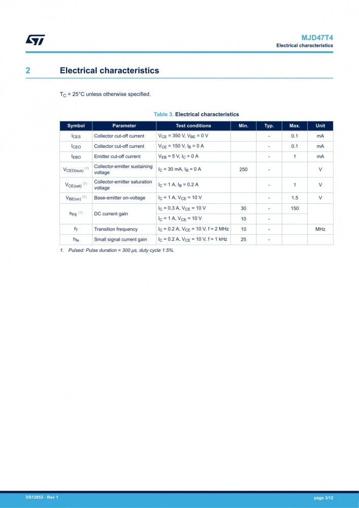 MJD47T4 datasheet page 3