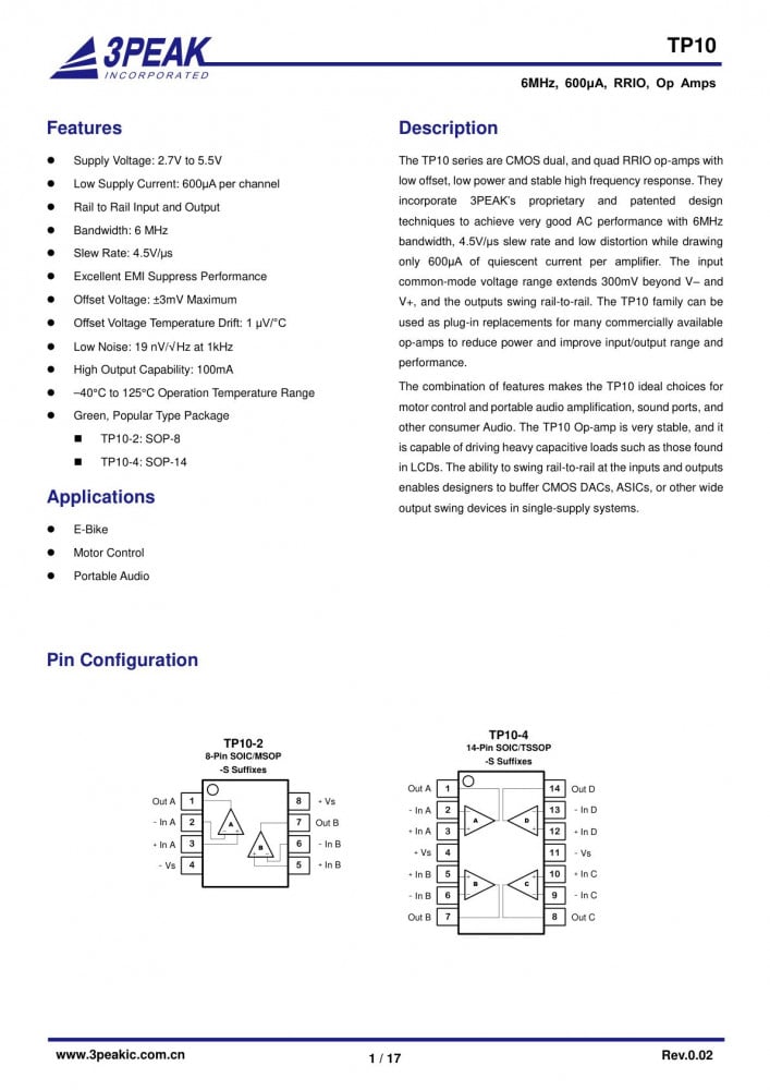 TP10 datasheet page 1