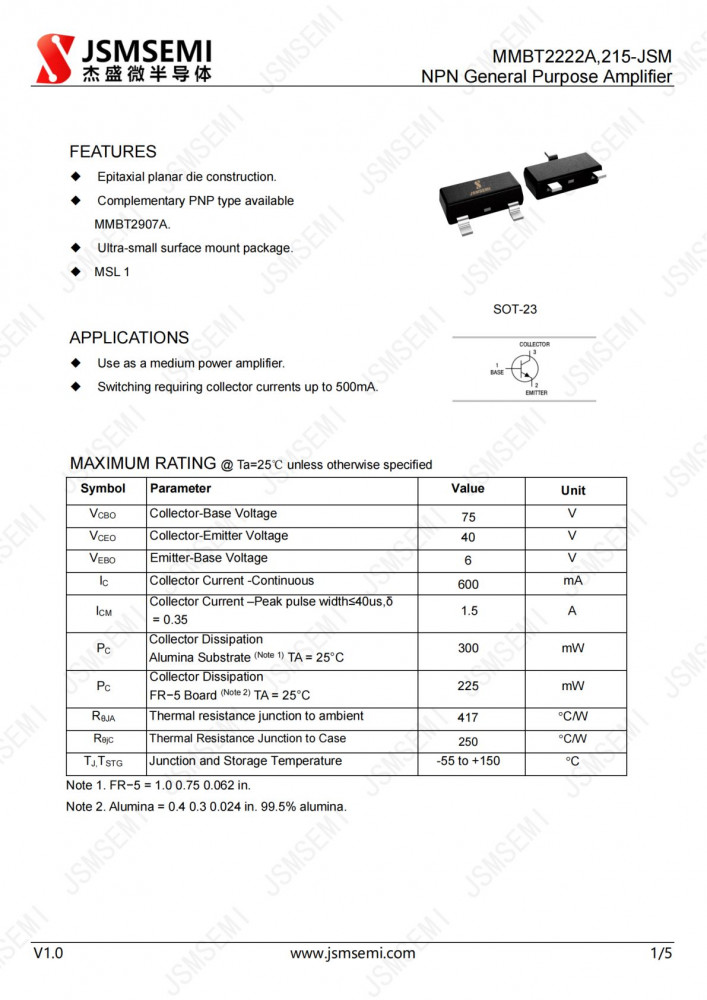 MMBT2222A,215-JSM datasheet page 1