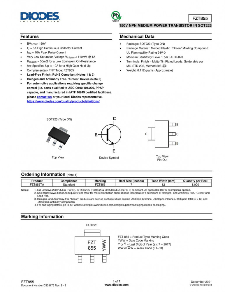 FZT855TA document page 1