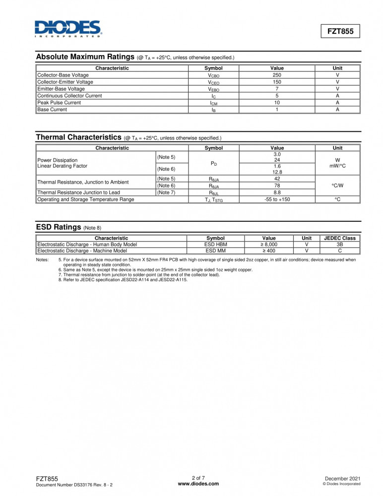 FZT855TA document page 2
