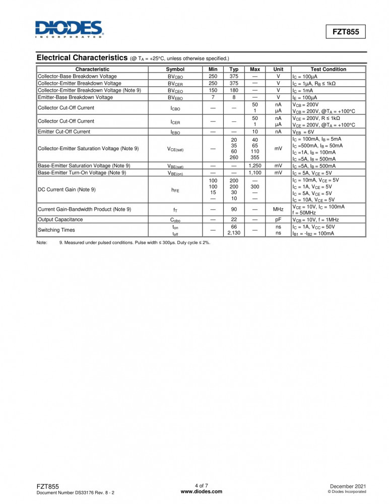 FZT855TA document page 4