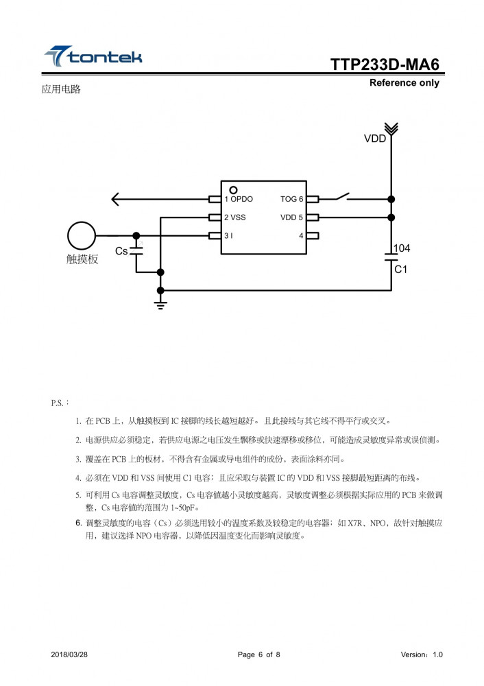 TTP233D-MA6 datasheet page 6