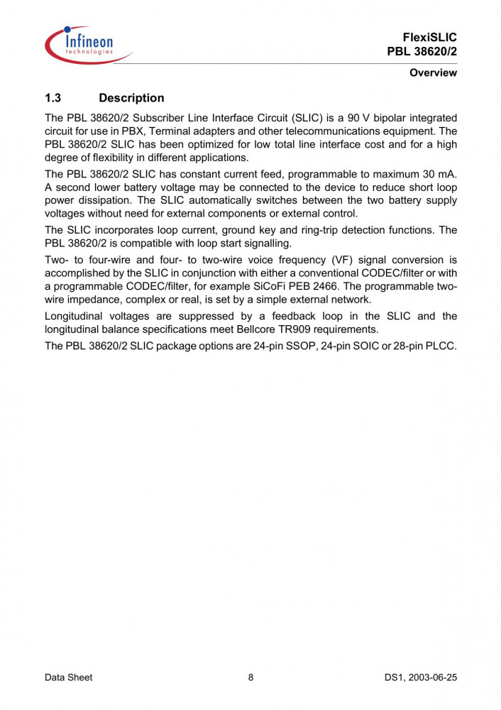 PBL38620/2 datasheet page 8