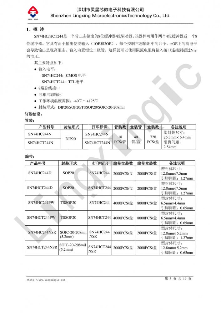 SN74HC244D datasheet page 3