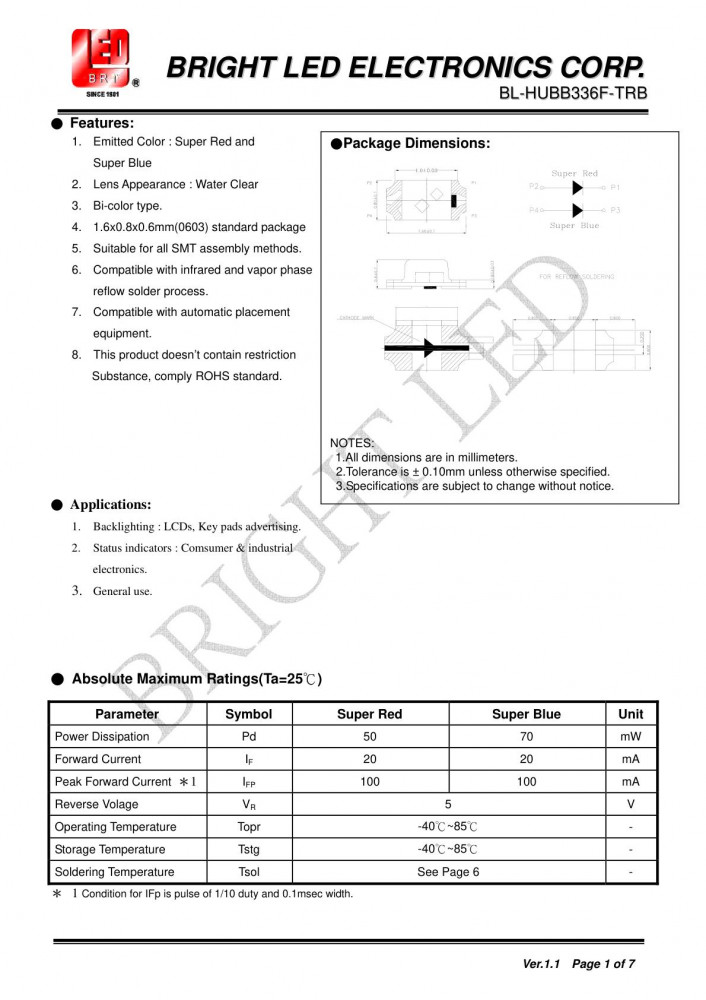 BL-HUBB336F-TRB datasheet page 1