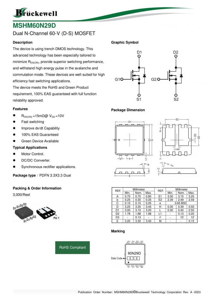 MSHM60N29D datasheet page 1