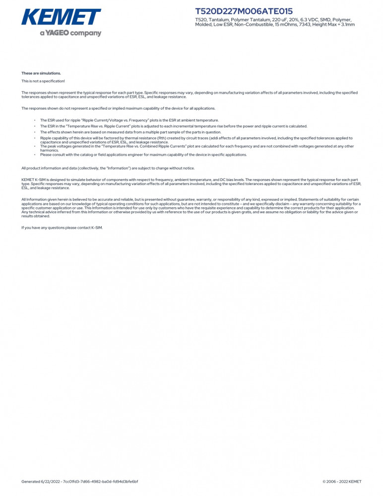 KEMET T520D227M006ATE015 technical document page 4