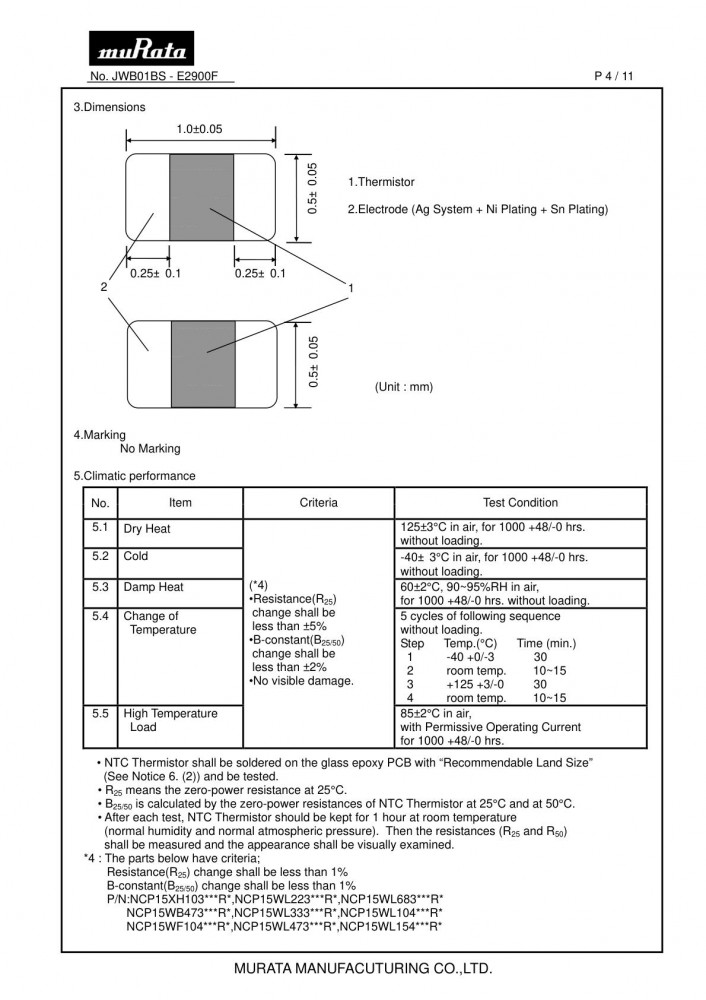 NCP15 thermistor specification page 4