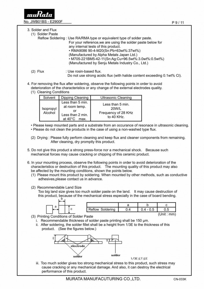 NCP15 thermistor specification page 9