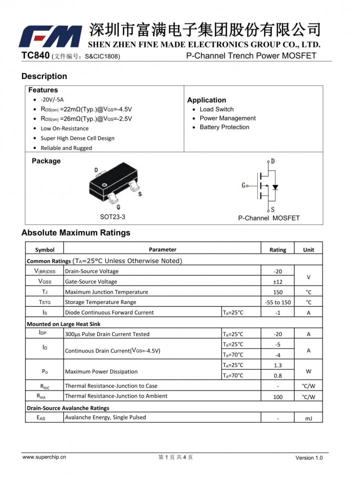 TC840 datasheet page 1