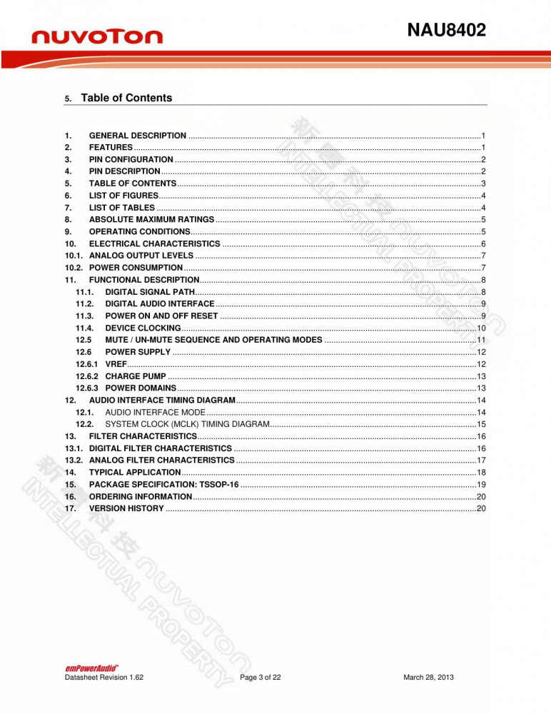 NAU8402WG datasheet page 3