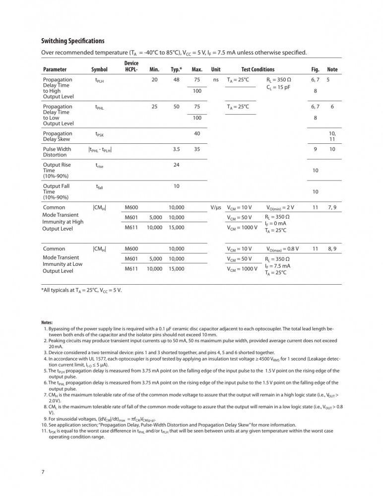 HCPL-M611-500E datasheet page 7