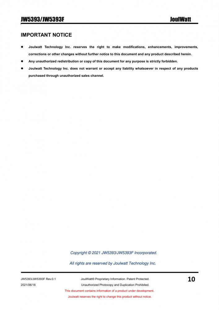 JW5393F datasheet page 10