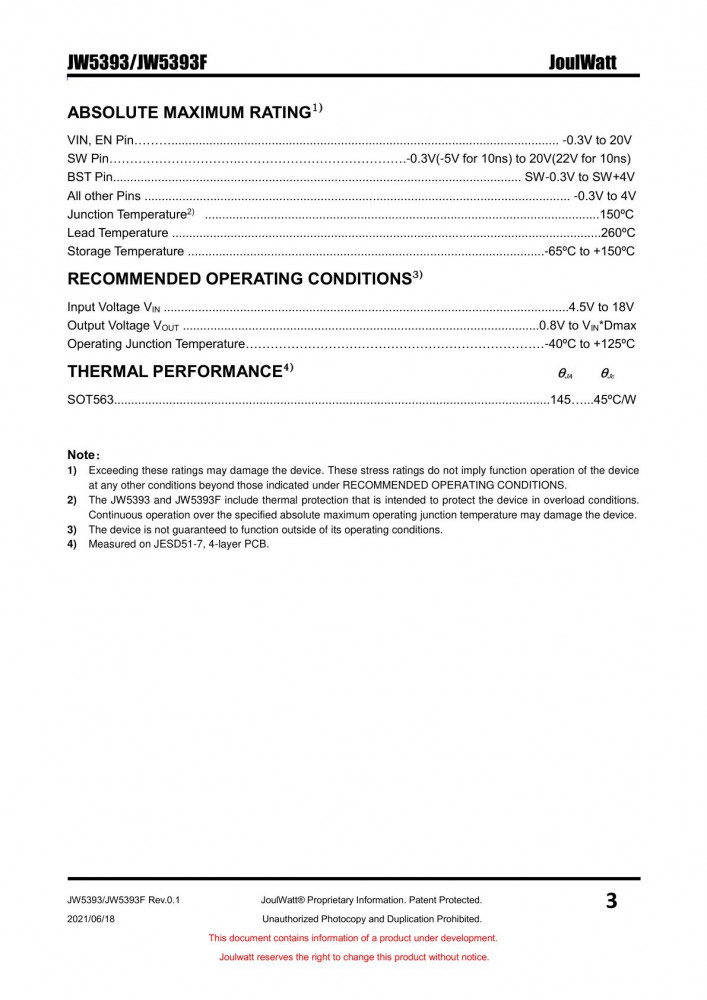 JW5393F datasheet page 3