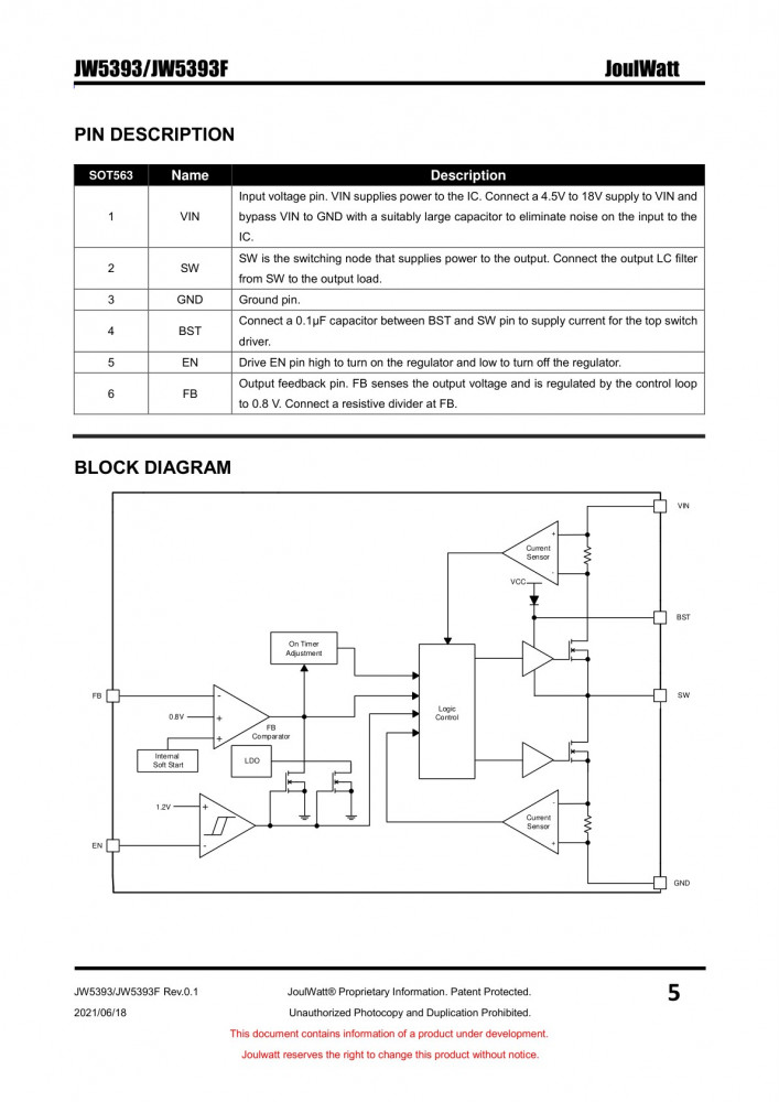 JW5393F datasheet page 5