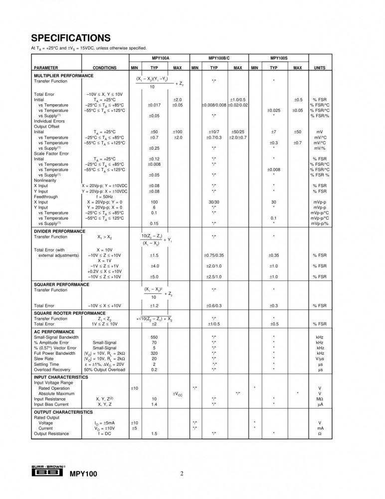 MPY100 datasheet page 2