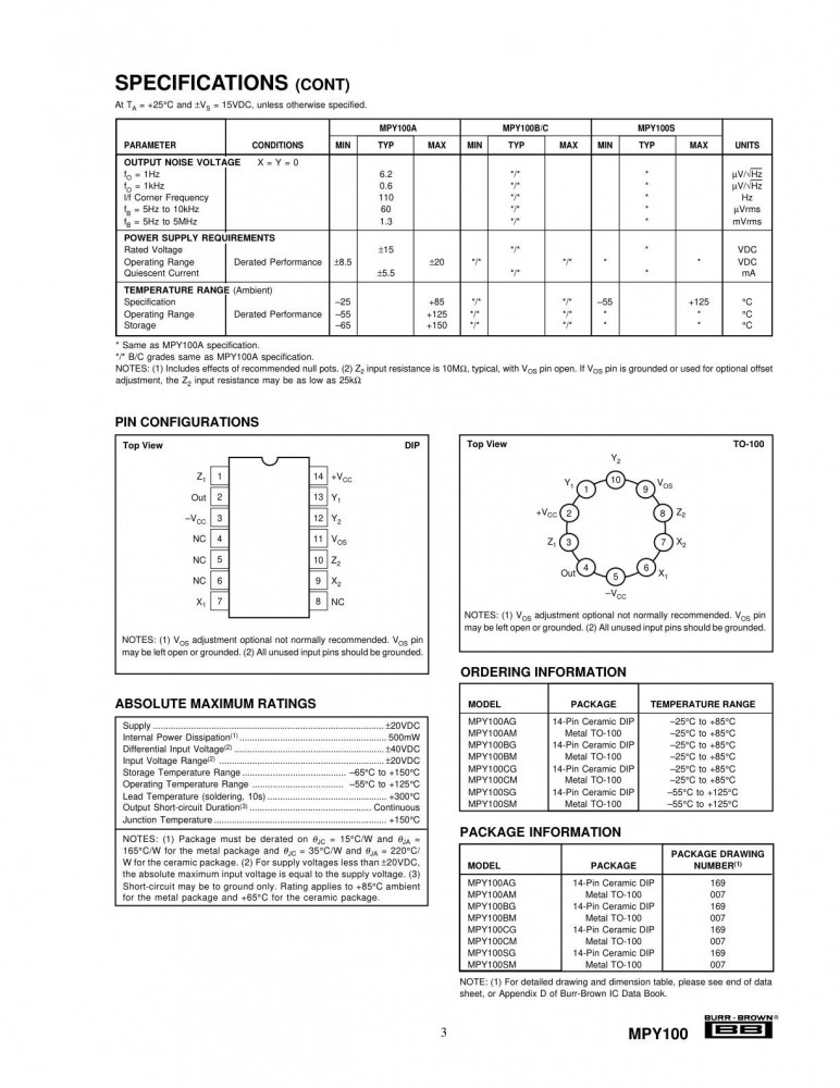 MPY100 datasheet page 3