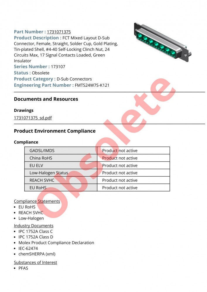MOLEX 1731071375 drawing image, page 1