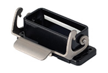Heavy-Duty Standard (STD) Single Lever Hood, Die-cast Aluminum, with 2 Pegs, Size 16B «77x27», without Threaded Opening, High Construction, Grey
